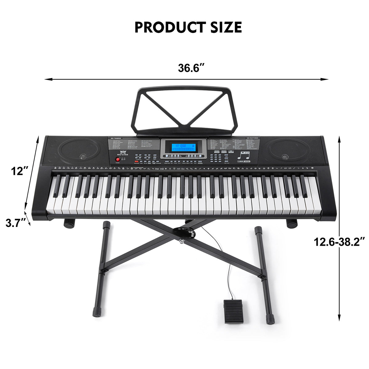 MUSTAR MEKS-500, 61 Key Piano Keyboard, Learning Electric Piano Keyboa