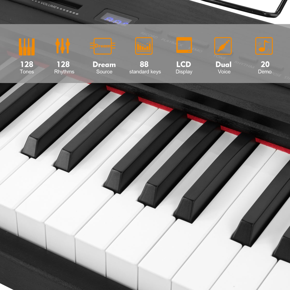 MUSTAR MEP, Digital Piano 88 Keys Electronic Keyboards, Semi Weighted