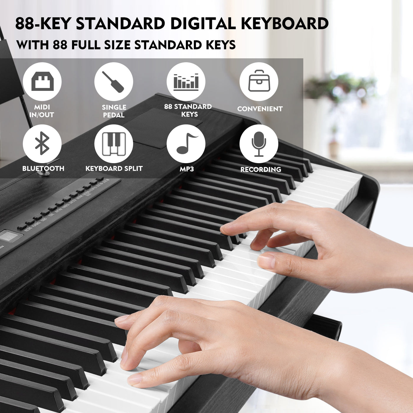 MUSTAR MDP-1200, 88 Key Weighted Digital Piano Wooden Electronic ...