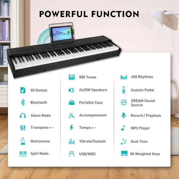 MUSTAR MDP-1200, 88 Key Weighted Digital Piano Wooden Electronic ...