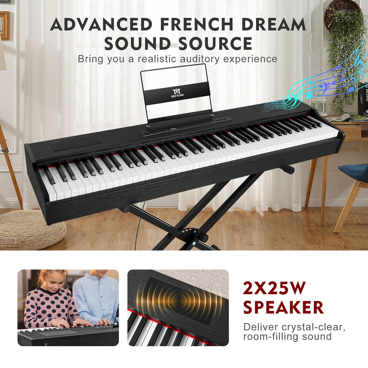 MUSTAR MDP-1200, 88 Key Weighted Digital Piano Wooden Electronic ...
