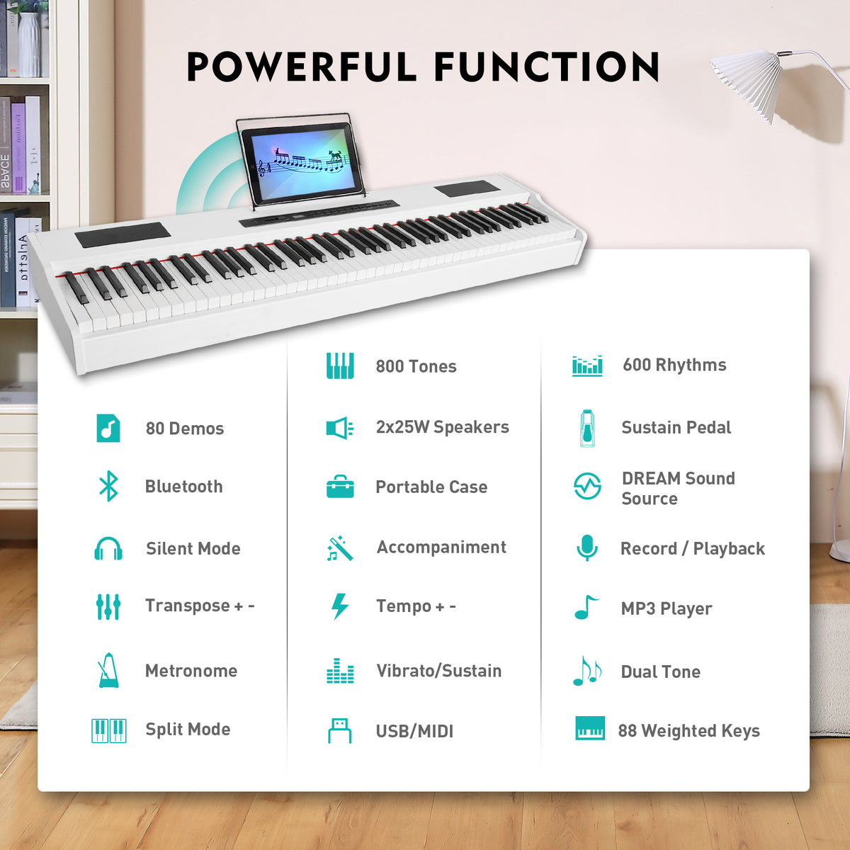 MUSTAR MDP 88 Key Weighted Digital Piano For Kids & Beginners, Gift