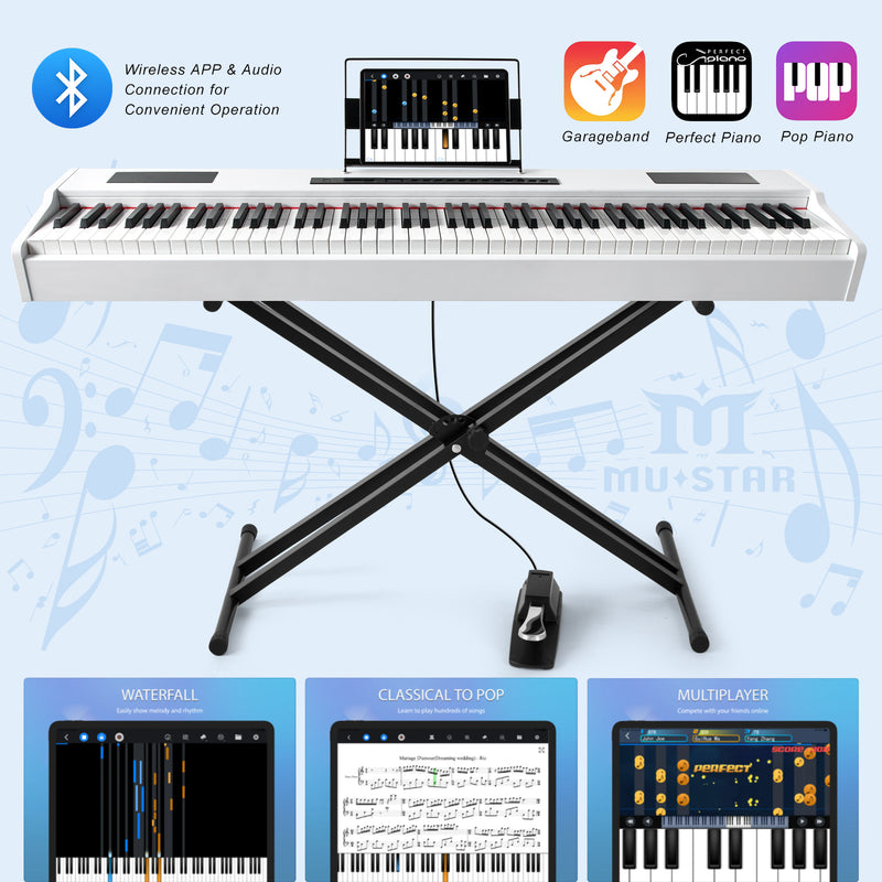 88 Key Weighted Digital Piano，MUSTAR MDP-1300, Wooden Electronic Keybo