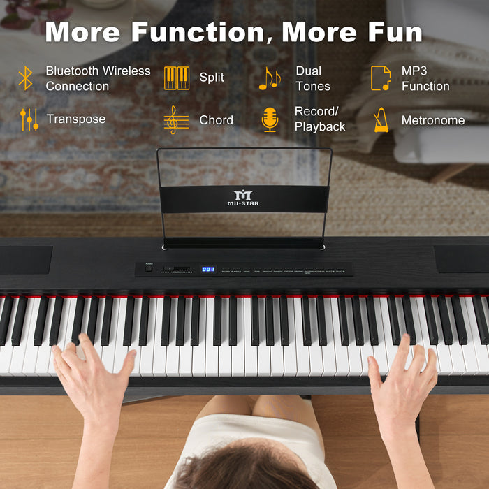 MUSTAR MDP-1200, 88 Key Weighted Digital Piano Wooden Electronic Keyboards, Hammer Action ...