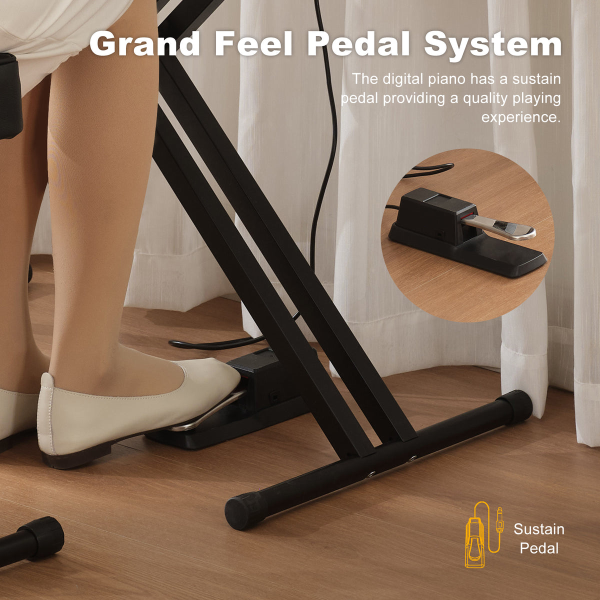 88 Key Weighted Digital Piano, MUSTAR MDP-1300, Wooden Electronic Keyb