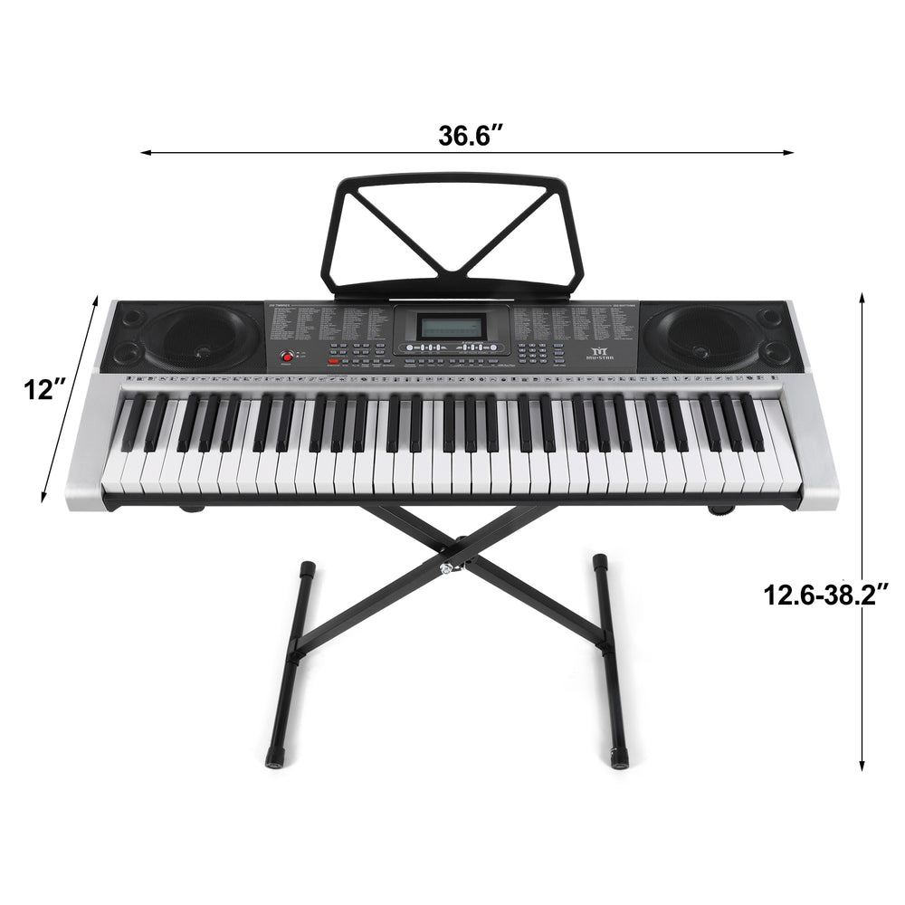 MUSTAR MEK-300, 61 Key Portable Electronic Keyboard, Lighted Up Keys,