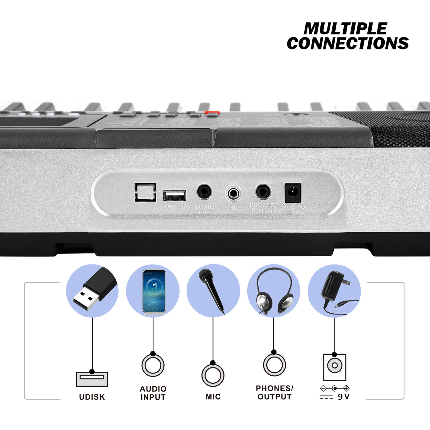 MUSTAR MEK-300, 61 Key Piano Keyboard, Electric Keyboard Piano with St