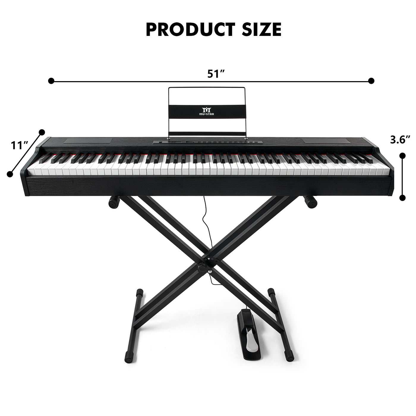 MUSTAR MDP-1200, Piano Keyboard 88 Key Weighted Keyboard, Electronic K